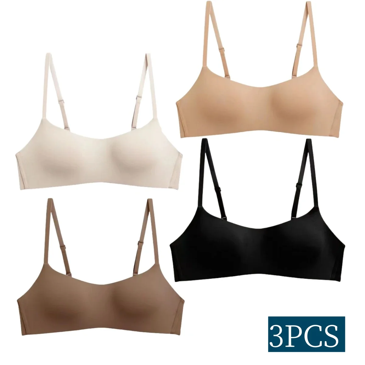 3PCS-Set-Seamless-Bras-Top-Women-Wireless-Underwear-Upper-Support-Tube ...