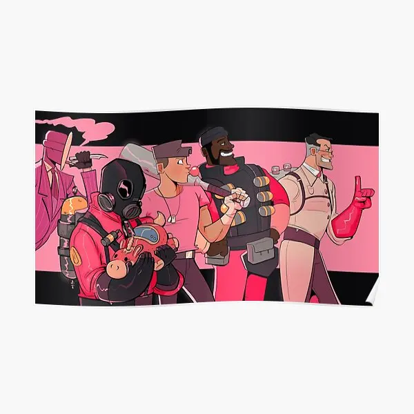 Tf2-Pink-Team-Poster-Picture-Decoration-Wall-Vintage-Print-Painting ...