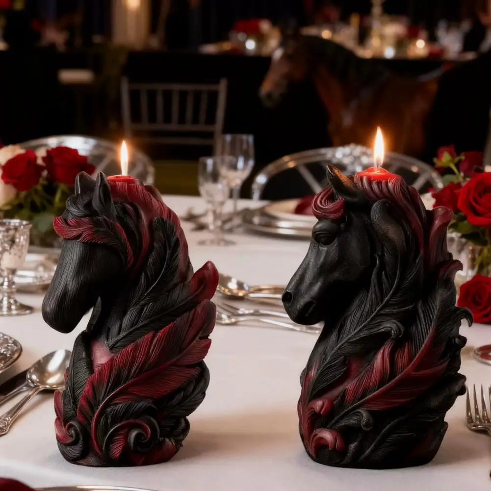 Mystical Red Feather Horse Head Silicone Mold with Exquisite Pegasus ...