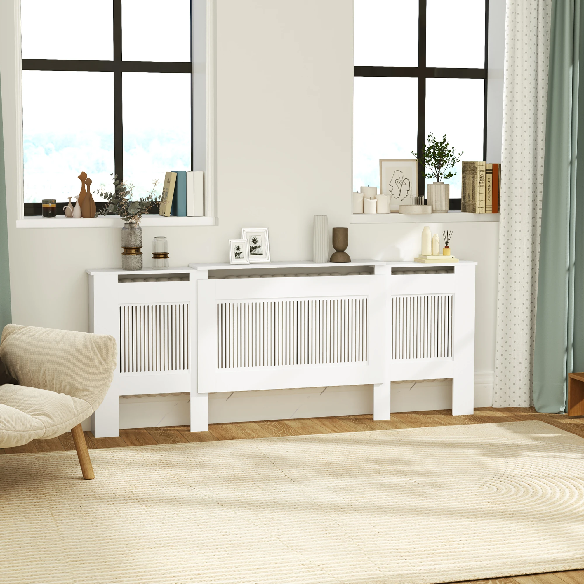 HOMCOM covers radiator extendable covers radiator with shelf, white ...