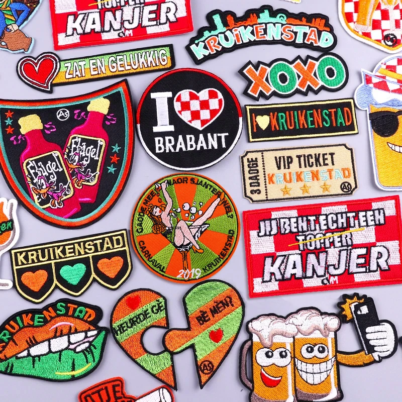 Carnaval-Kruikenstad-Embleem-Groene-En-Oranje-Geborduurde-Patches-Voor ...
