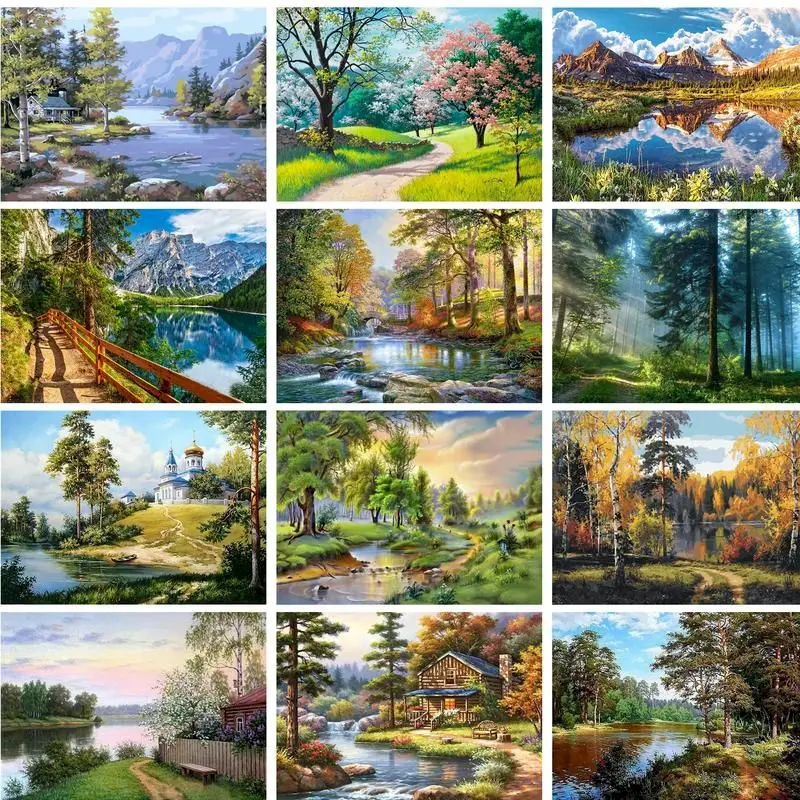 Frame-Paint-By-Numbers-Landscapes-Acrylic-Drawing-Canvas-Oil-Painting ...