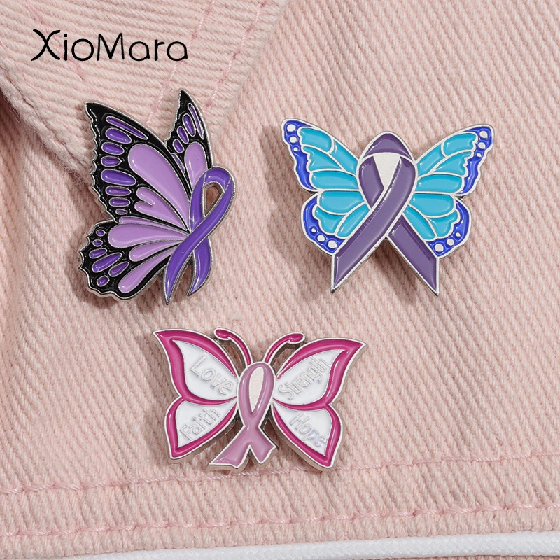 Ribbon-Butterfly-Enamel-Pin-Domestic-Violence-Awareness-Breast-Cancer ...