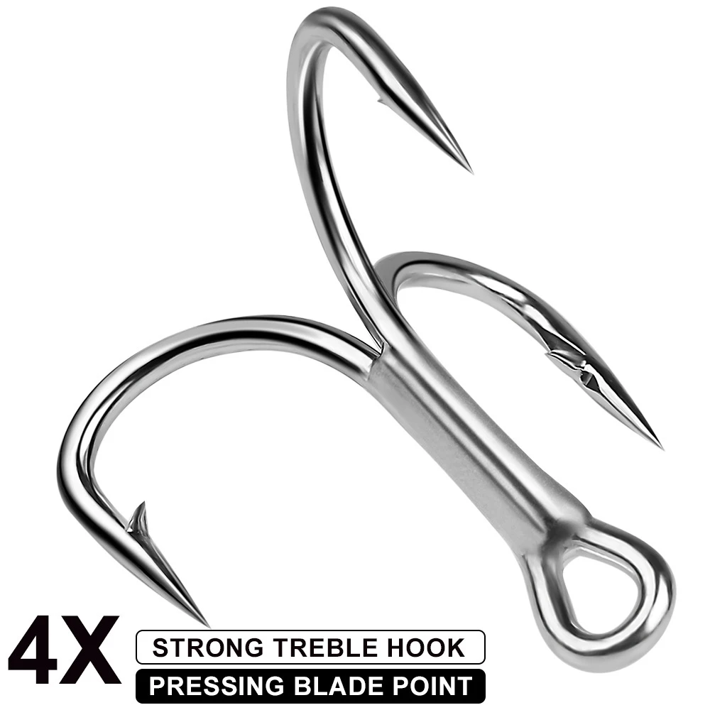 4x-Strong-Treble-Hooks-10Pcs-4-5-0-Saltwater-Fishing-Hooks-High-Carbon ...