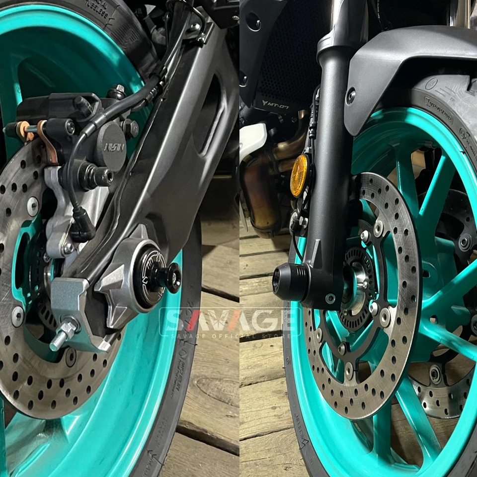 Motorcycle Crash Protectors Yamaha MT-07 Front Wheel Axle Sliders - CNC ...