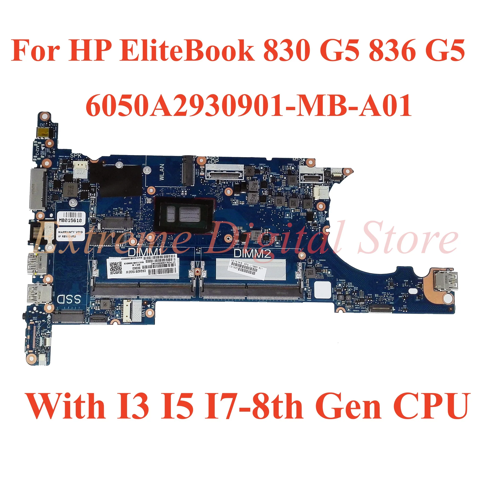 For-HP-EliteBook-830-G5-836-G5-Laptop-motherboard-6050A2930901-MB-A01 ...