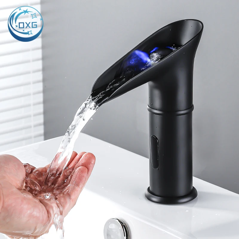 OXG-Brass-Waterfall-Sensor-Basin-Faucet-Automatic-Sensor-Sink-Faucet ...