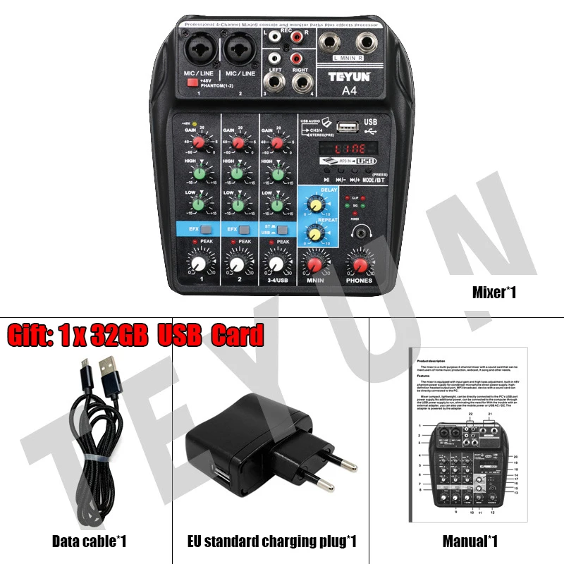TEYUN A4/A6/A8 Saluran Profesional Portabel Mixer Suara, 45% OFF