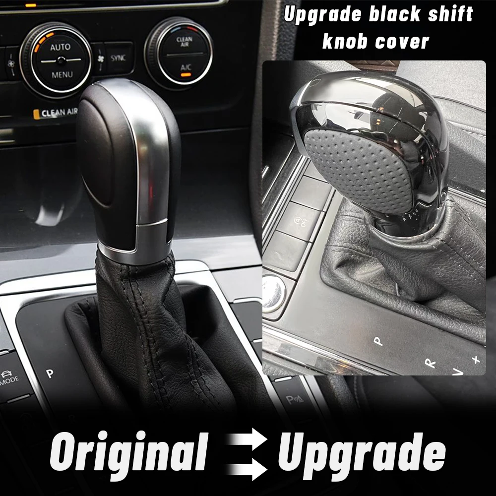 Black Leather Shift Knob Cover DSG Gear Stick Cap For VW Golf GTI ...