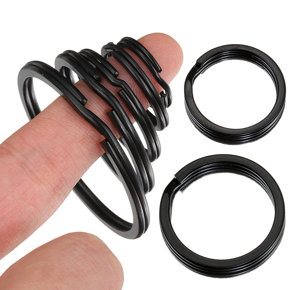 10-20pcs-20-50mm-Black-Flat-Keyrings-Round-Metal-Key-Chain-Component ...