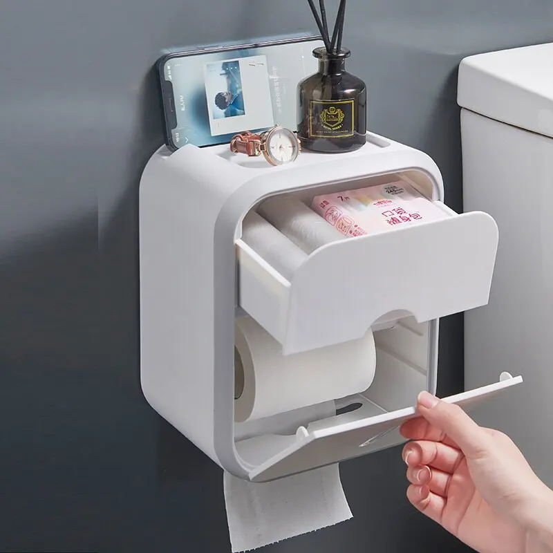 Tissue-Box-Multi-function-Toilet-Paper-Holder-Box-Wall-mounted ...