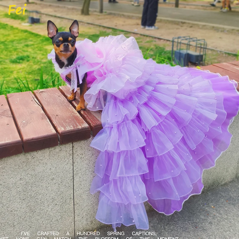 Luxury Wisteria Dog Clothes Costume for Dog Dresses Elegant Layered ...