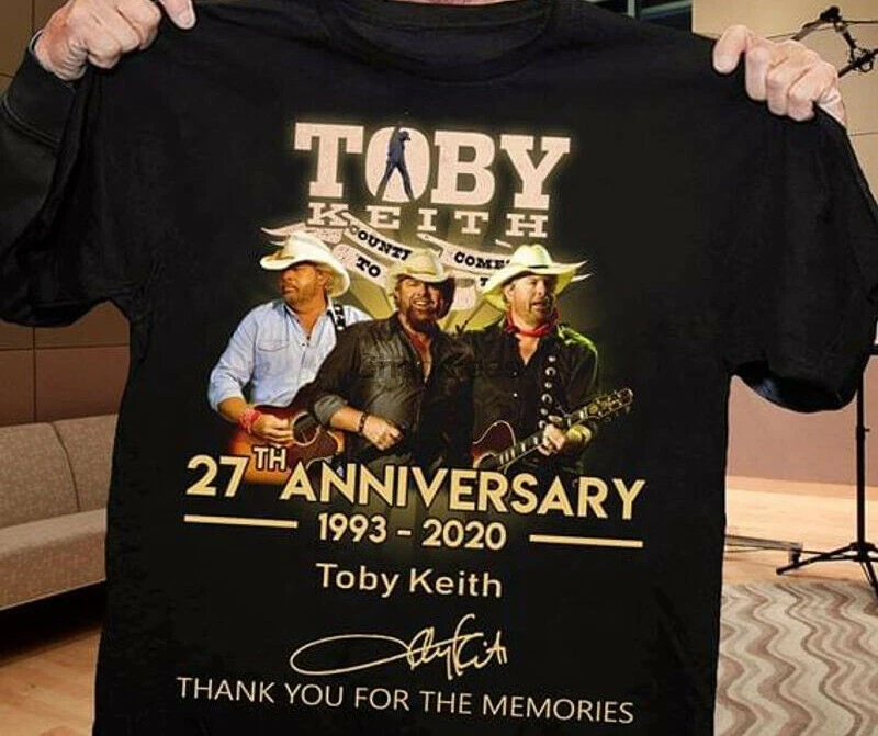 Toby-Keith-Singer-27th-Anniversary-Signature-Thank-For-Memories-Black-T ...