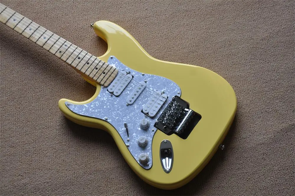 Chinese-guitar-factory-custom-ST-left-hand-yellow-electric-guitar-Deep ...