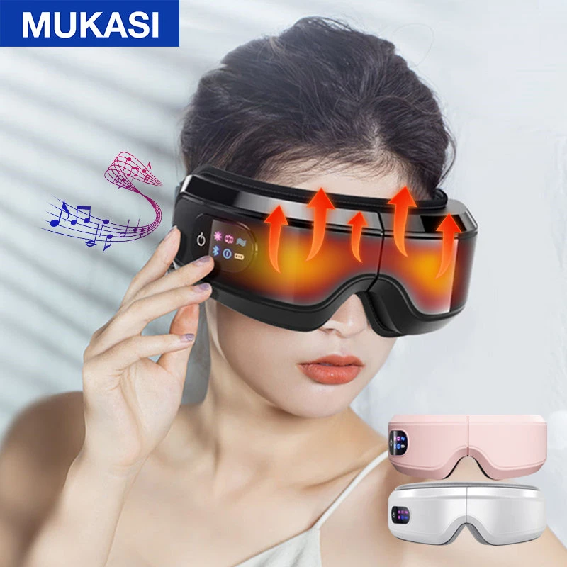 Heated Eye Massager With Bluetooth Music Vibration 16D Compression ...