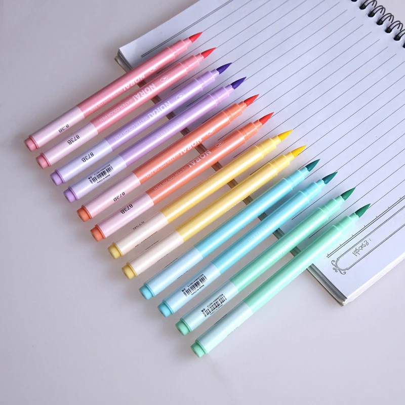 6-Pcs-Set-Cute-Highlighter-Pen-Soft-Brush-Calligraphy-Pens-Art-Marker ...