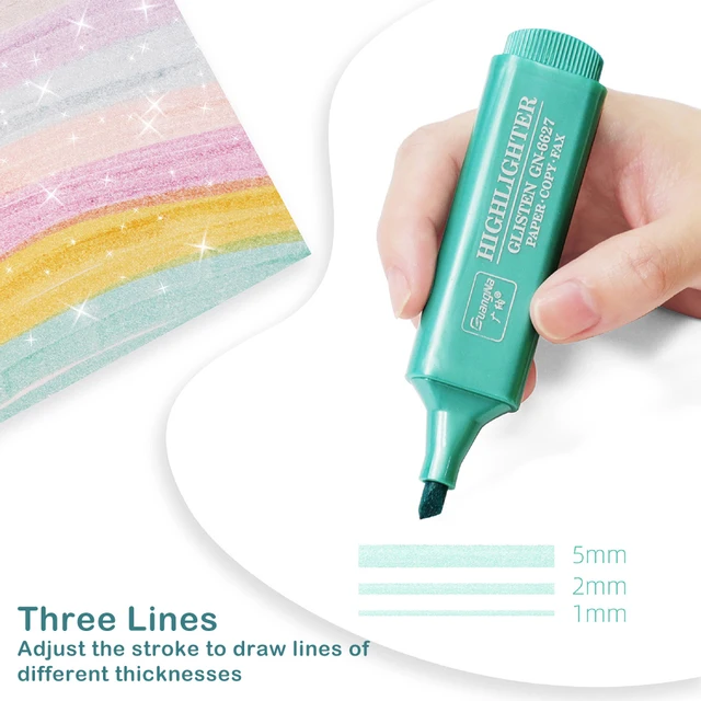 8 Colors Metallic Highlighter Fluorescent Glitter Markers Note Taking ...