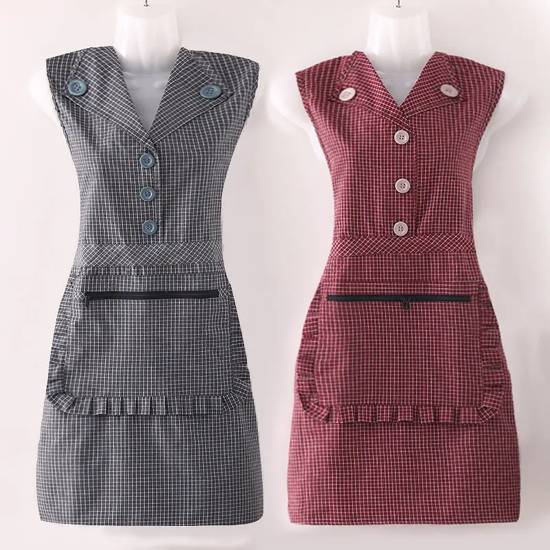 Maid-maid-apron-barber-work-clothes-pure-cotton-kitchen-work-clothes ...