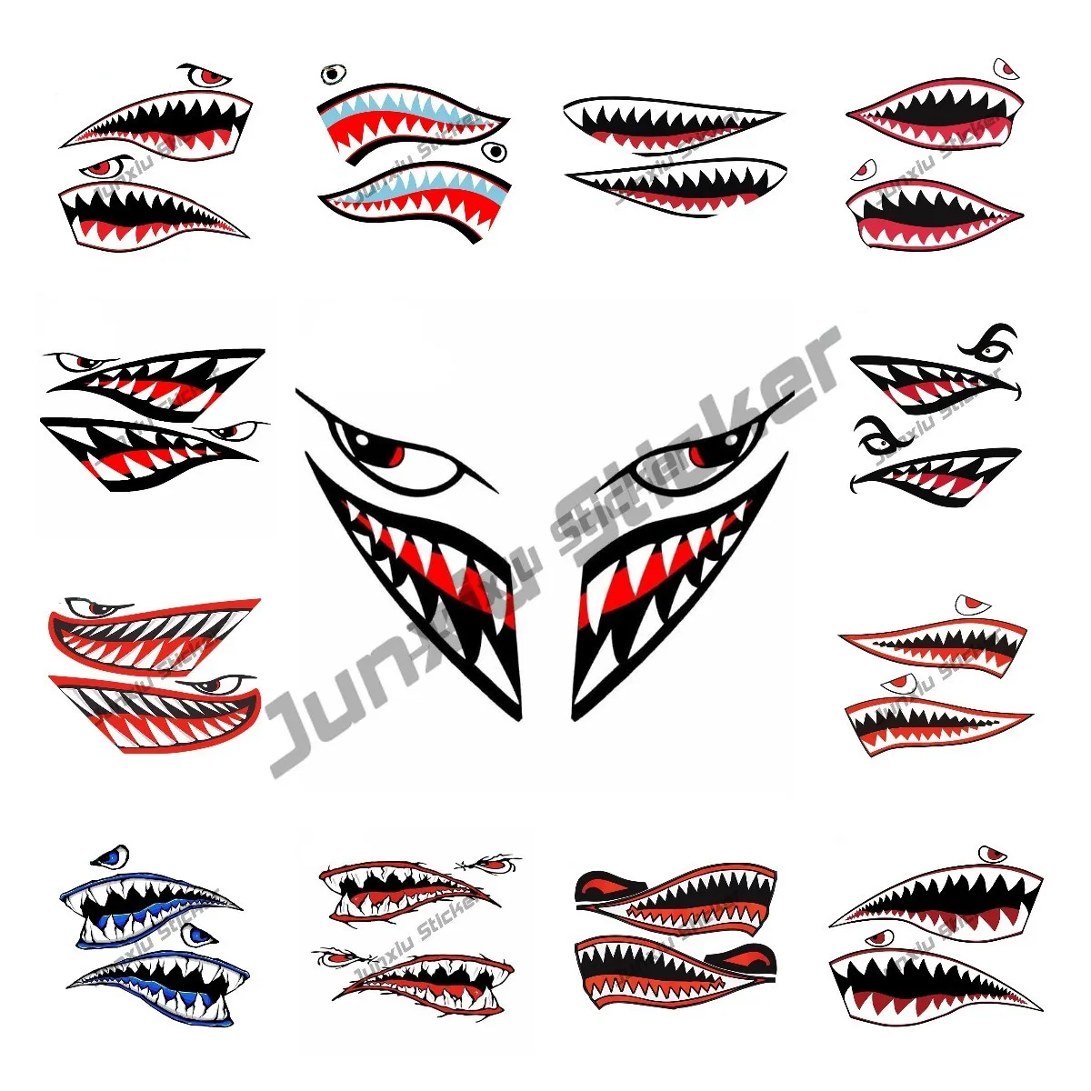 Shark Stickers Car Accessories Shark Teeth Mouth Cartoon Decal ...
