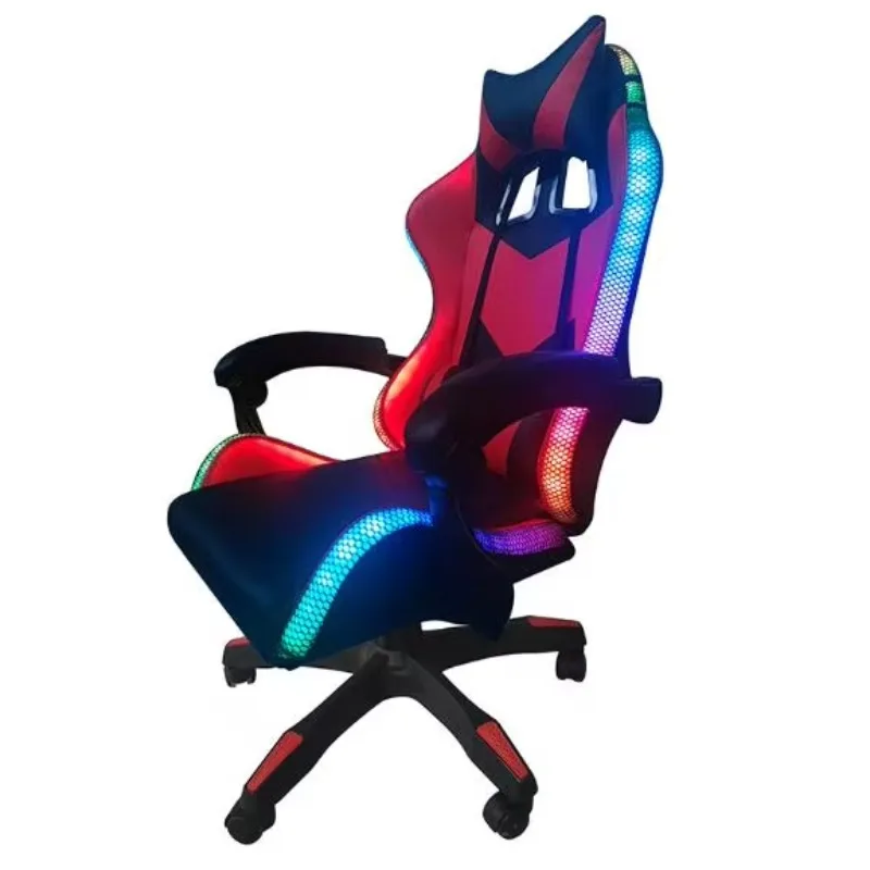 Silla Gamer de Cuero con Luces LED RGB, Silla de Oficina con Masaje ...