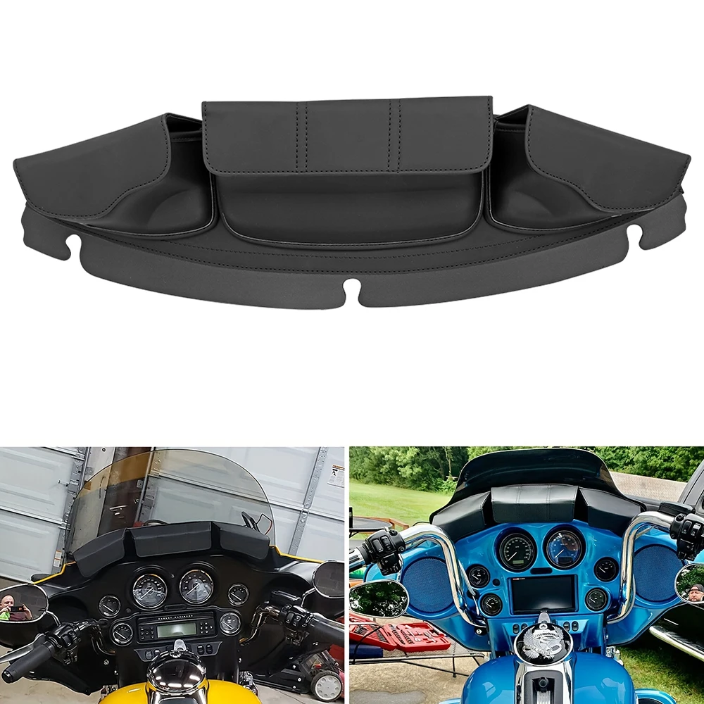 Motorcycle 3-Pocket Windshield Batwing Fairing Pouch Bag For Harley ...