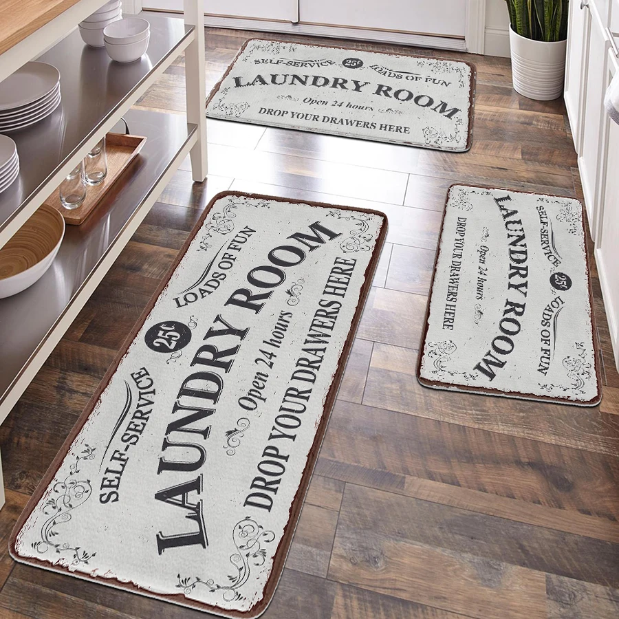 1-Piece-LAUNDRY-ROOM-Letter-Pattern-Printed-Polyester-Non-slip ...