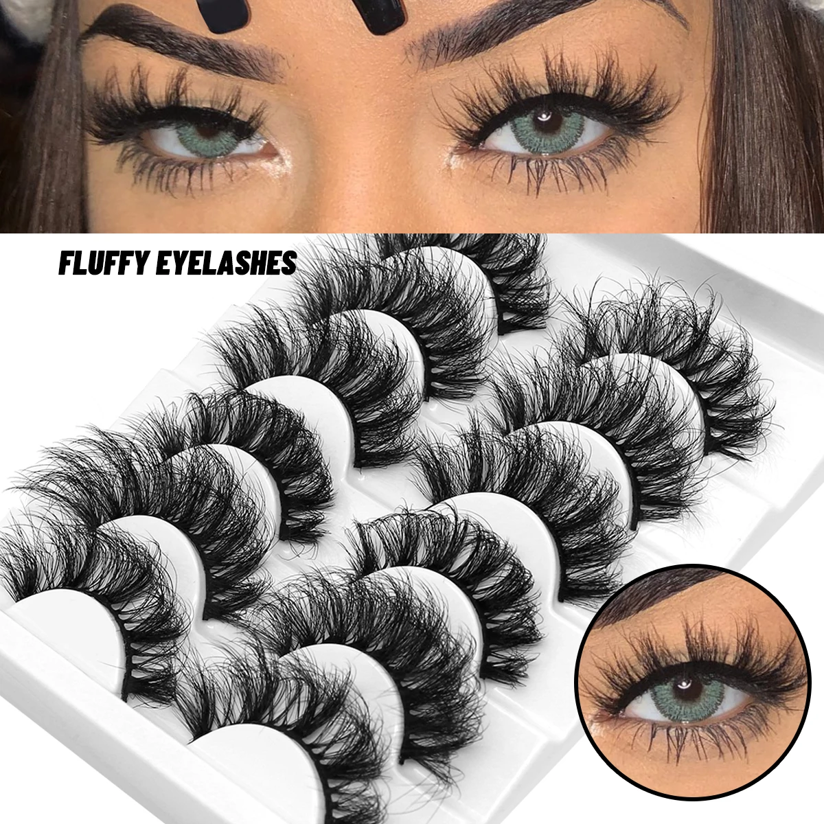 GROINNEYA-False-Eyelashes-Cat-Eye-Fluffy-Faux-Mink-Lashes-8D-Wispy ...