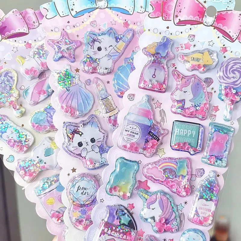 3-Sets-lot-Colorful-Sequin-Shake-Oiling-Stickers-Cute-Deco-Stickers-for ...