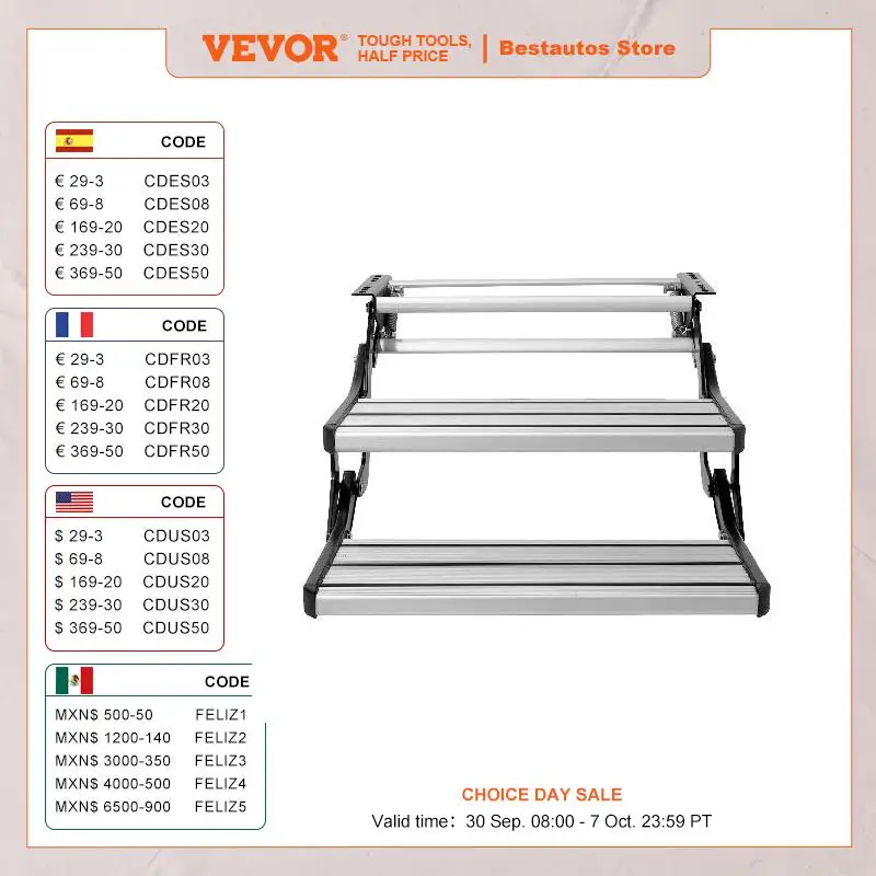 VEVOR-RV-Steps-2-Step-Manual-Retractable-RV-Stairs-Foldable-440-LBS ...