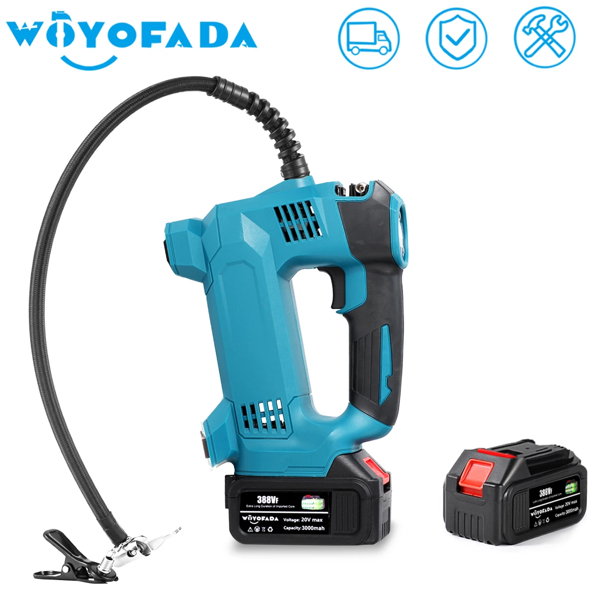 18v Powered Cordless Electric Air Pump Electric Inflator Car Tire Air ...