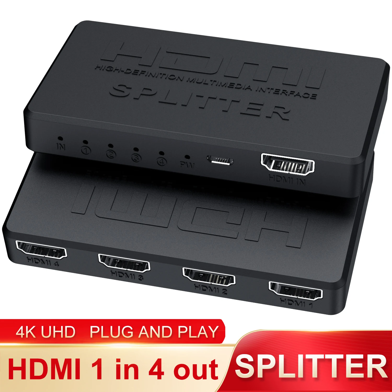 Divisor HDMI 4K 2K 1 in 4 out 4x1 HDMI Switch, adaptador compatible con ...
