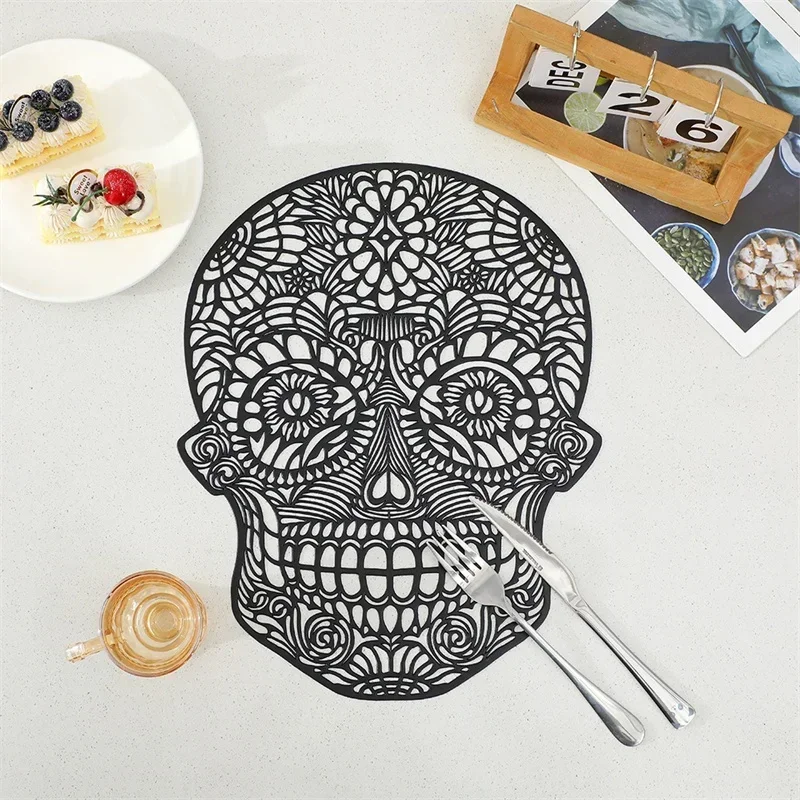 Skull-Head-Placemat-Hollow-PVC-Halloween-Dining-Table-Decor-Mat ...