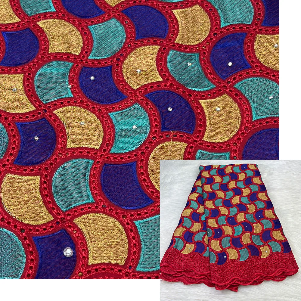Magnifique tissu africain brodé en dentelle de coton pour femmes ...