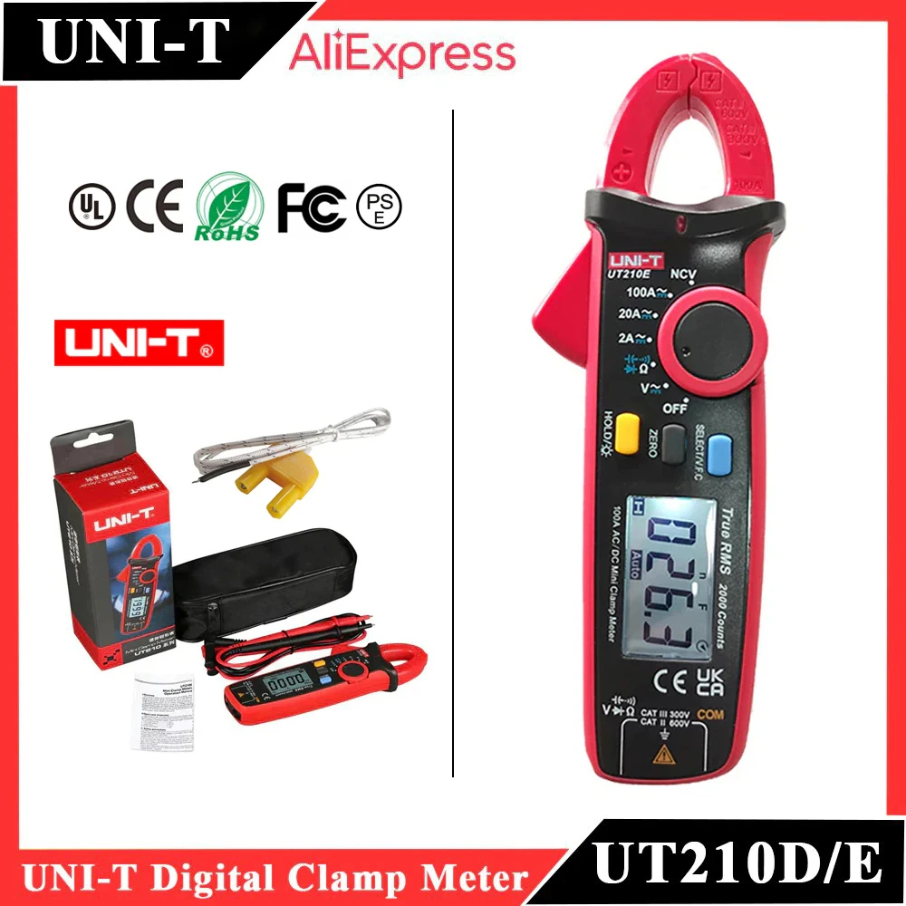 UNI-T-UT210D-UT210E-Clamp-Meter-True-RMS-AC-DC-Pliers-Ammeter-Voltmeter ...