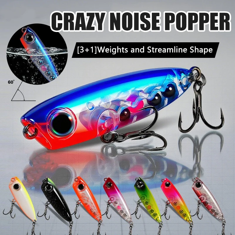 1pc 3.2g/4.5cm Floating Popper Fishing Bait Built in Sound Bead ...