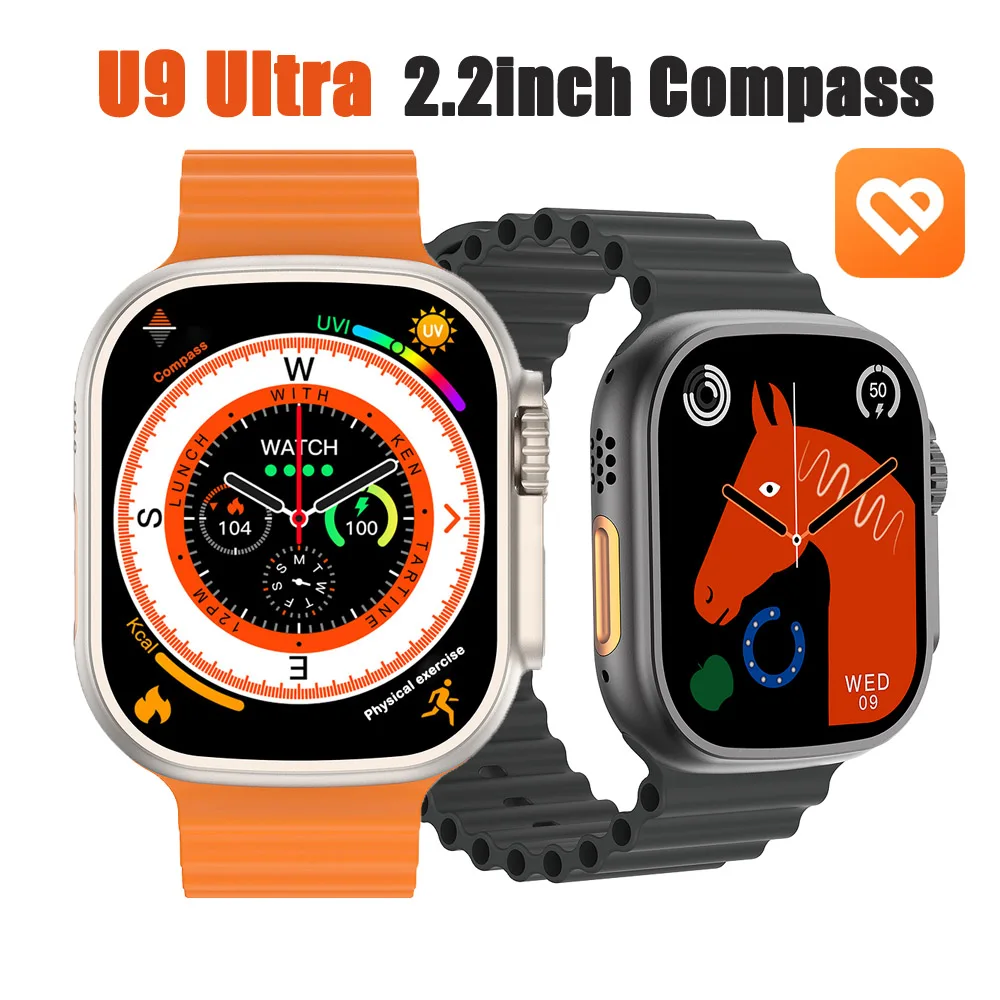 Original U9 Ultra Smart Watch 2.2inch Bluetooth Call Smartwatch Compass ...