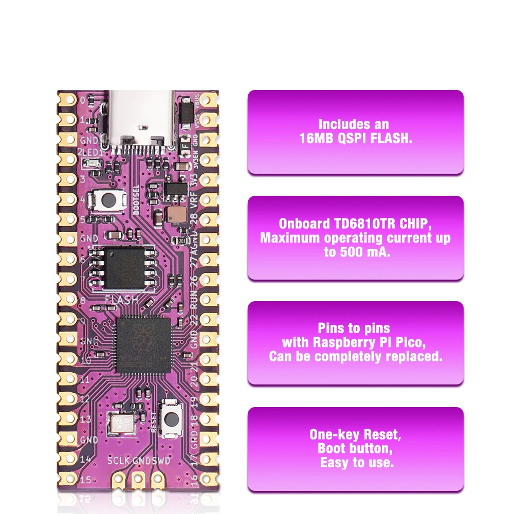 2022 New Pico RP2040 128Mbit 16MB QSPI Flash Compatible Raspberry PI dual-core processors with ...