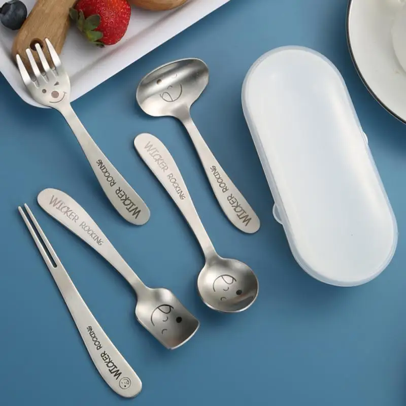 Feeding-Spoon-Durable-304-Stainless-Steel-Spoon-Fork-Hanami-Cartoon ...