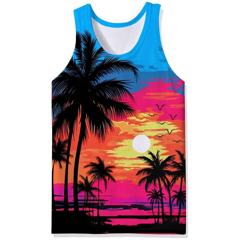 Colorful Tropical Palm Tree Pattern Tank Top Men 3d Printing Sleeveless ...