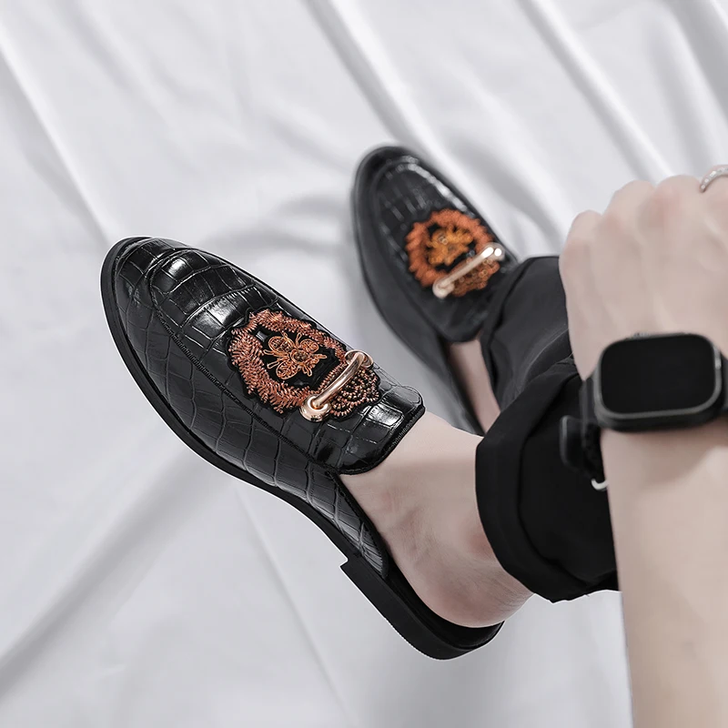 New-Black-Loafers-for-Men-Slip-On-Round-Toe-Mens-Formal-Shoes-Handmade ...