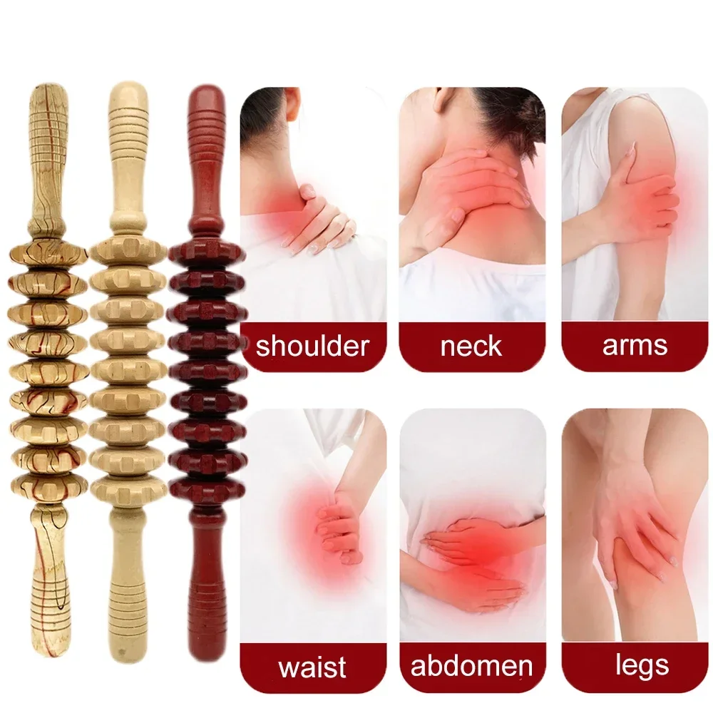 9-Wheels-Rolling-Pin-Universal-Back-Needle-Massage-Tendons-Beech-Wood ...