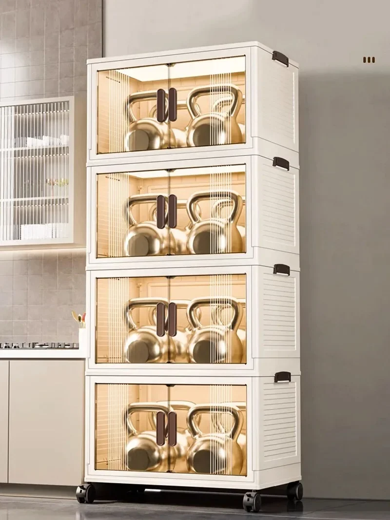 Large-Capacity-Collapsible-Storage-Cabinet-with-Double-Door-Stackable ...