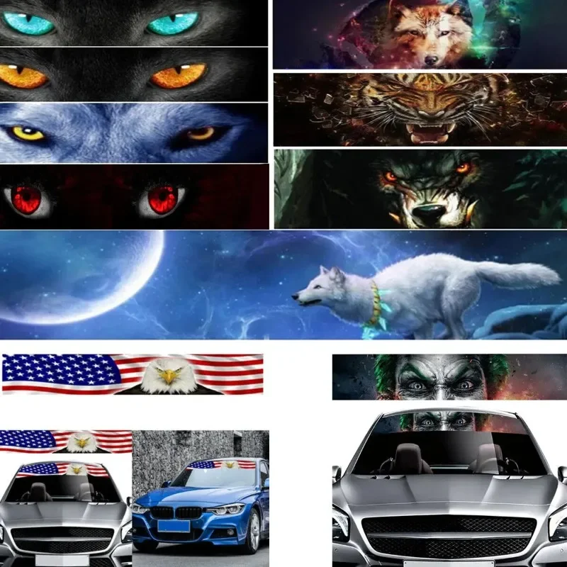 1PC 3D Effect Wild Beast Car Stickers for Front Windshield Auto Banner ...