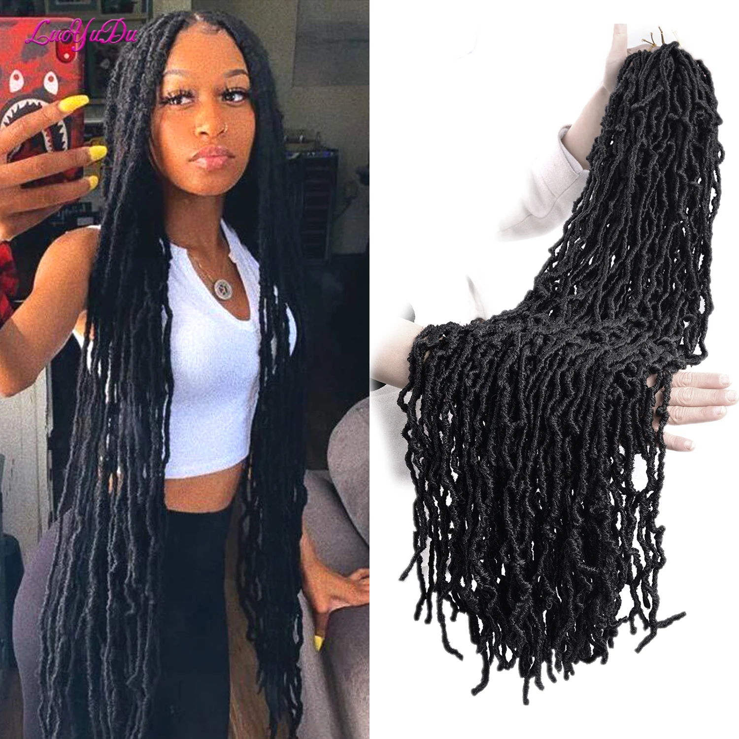 Nu-Dread-locs-Crochet-Hair-36-inch-21-Strands-Pink-613-Blonde-Black ...