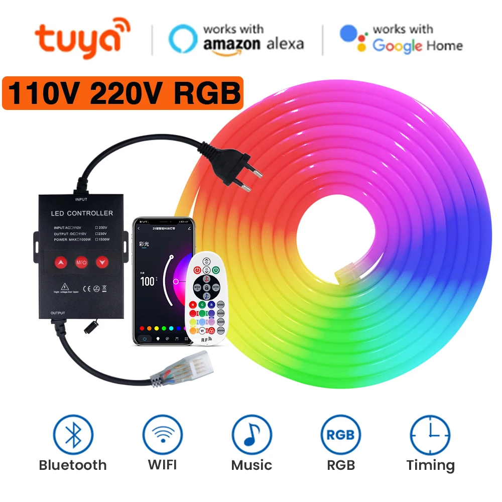 110V-220V-Tuya-WIFI-Alexa-RGB-Neon-Light-Waterproof-5050-Neon-Sign ...