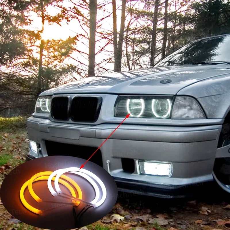 Milk-White-light-SMD-LED-Angel-Eyes-Halo-ring-Kit-for-BMW-3-series-E30 ...