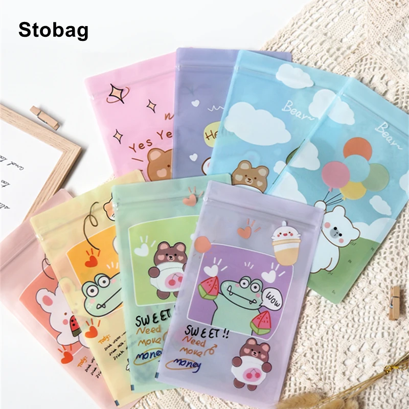 StoBag 50/100pcs Transparent Candy Snack Packaging Ziplock Bag Cartoon Cute Plastic Small Kid ...