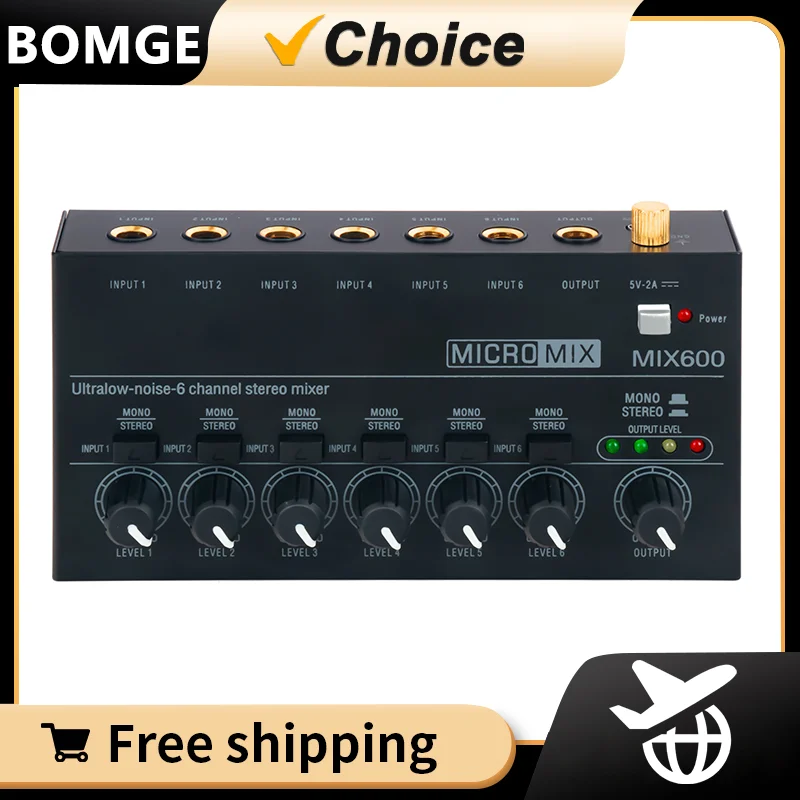 6-channel-Mini-Audio-Mixer-Stereo-Line-Mixer-for-Sub-Mixing-Ultra-Low ...