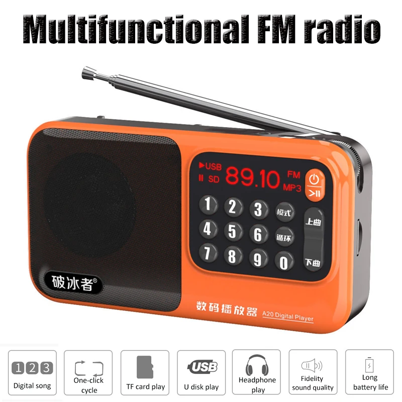 Portable-FM-Radio-Mini-Radio-Receiver-Handheld-Speaker-USB-TF-MP3-Music ...