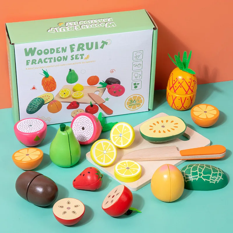Wooden-Fruit-Fraction-Toy-Set-Kids-Simulation-Kitchen-Toy-Boys-Girls ...